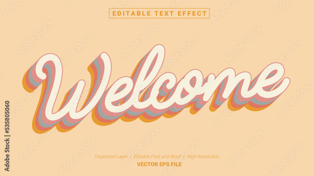 Editable Welcome Font Design. Alphabet Typography Template Text Effect ...