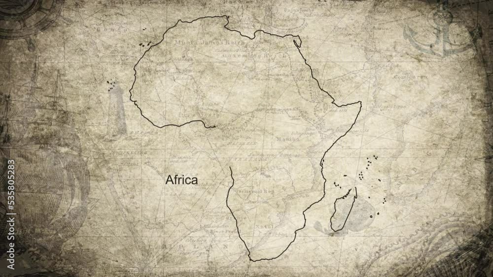 Africa map drawn on a cartography background sheet of paper Stock Video ...