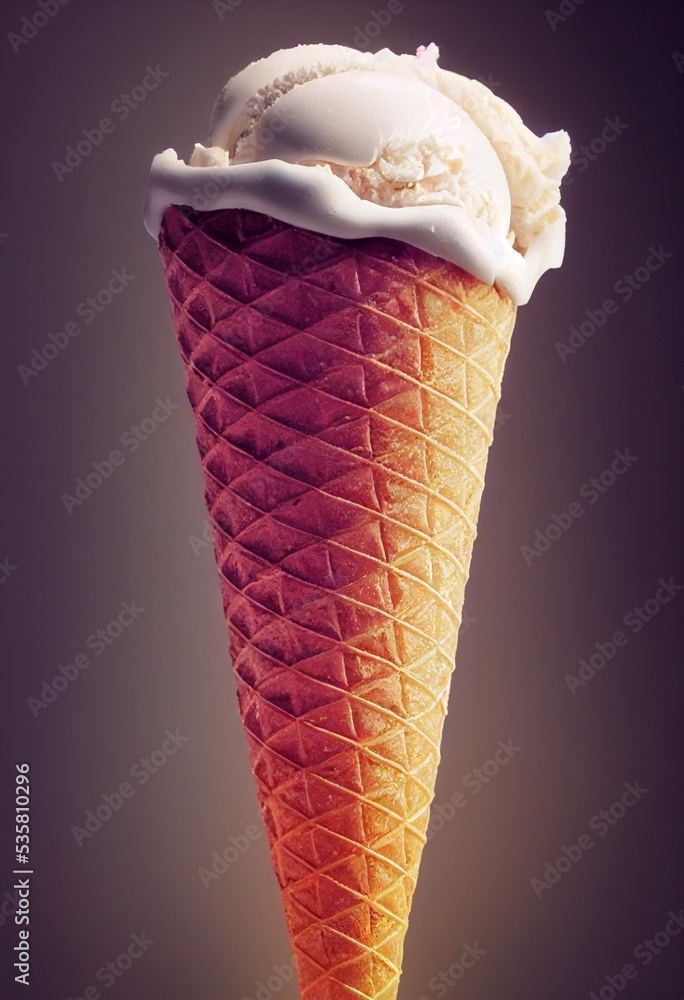 yummi vanilla ice cream cone, crispy waffle Stock Illustration | Adobe ...