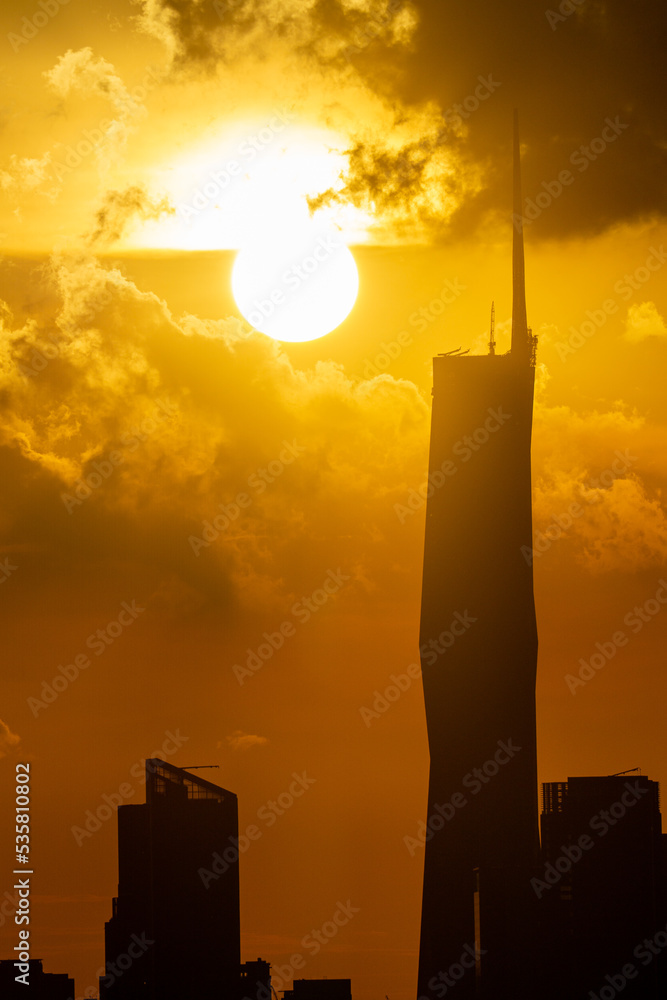 View of PNB 118 during golden sunset. PNB 118 also known as Merdeka PNB ...