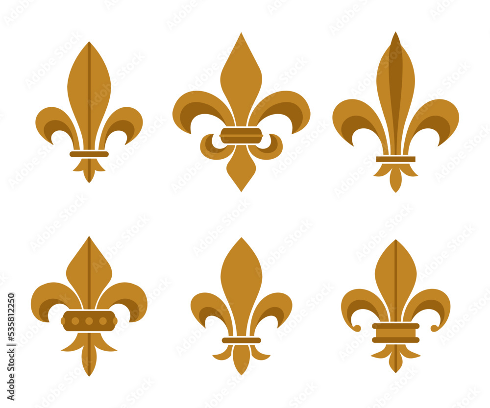 Fleur-de-Lis Illustration Set, High Quality Golden Marian Symbols Stock ...