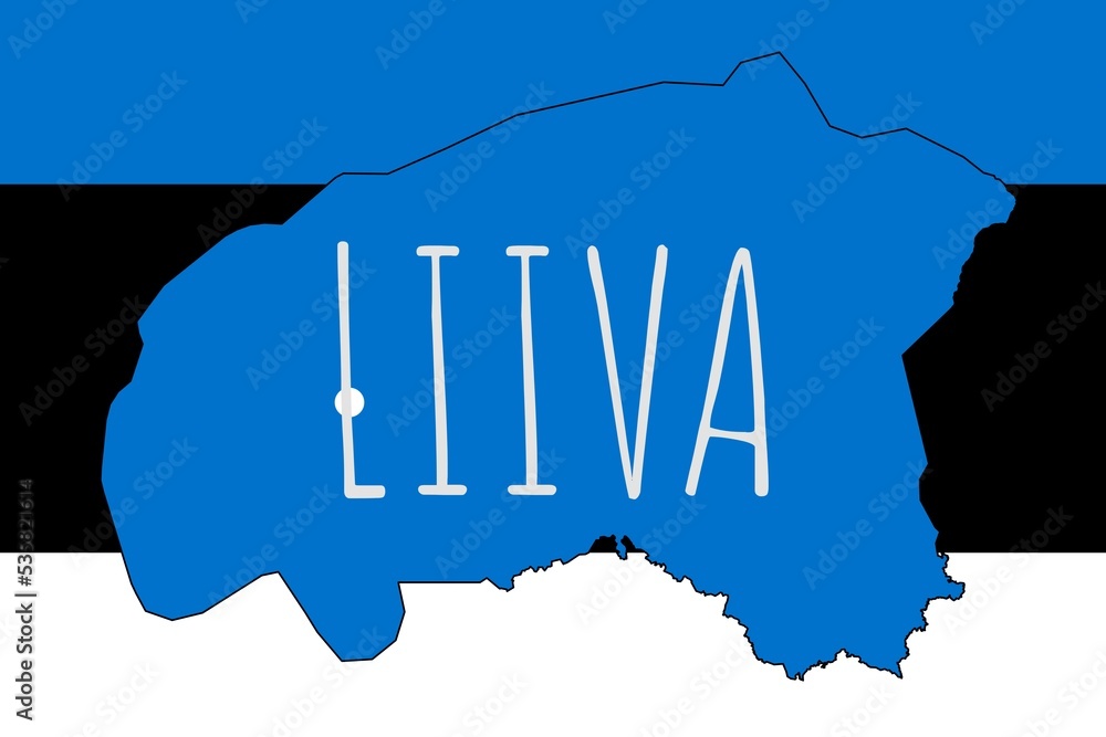Liiva: Illustration mit dem Namen der estnischen Stadt Liiva im ...