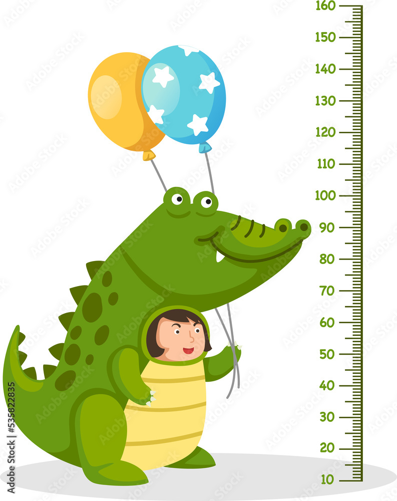 Meter wall with animal cartoon vector illustration Stock Illustration ...