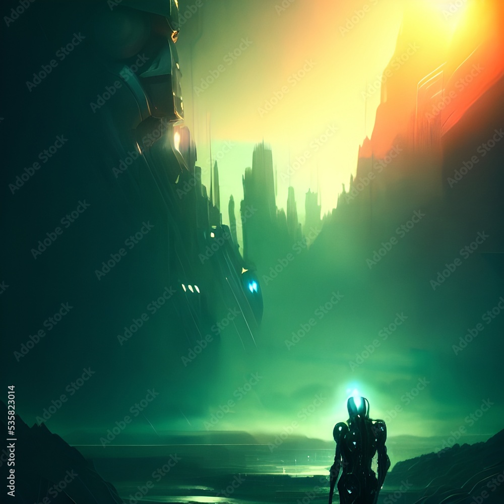 Illustrated portrait concept of an interstellar spaceman Stock ...