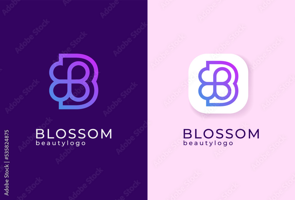 Initial B logo design, letter B with flower combination, suitable for ...