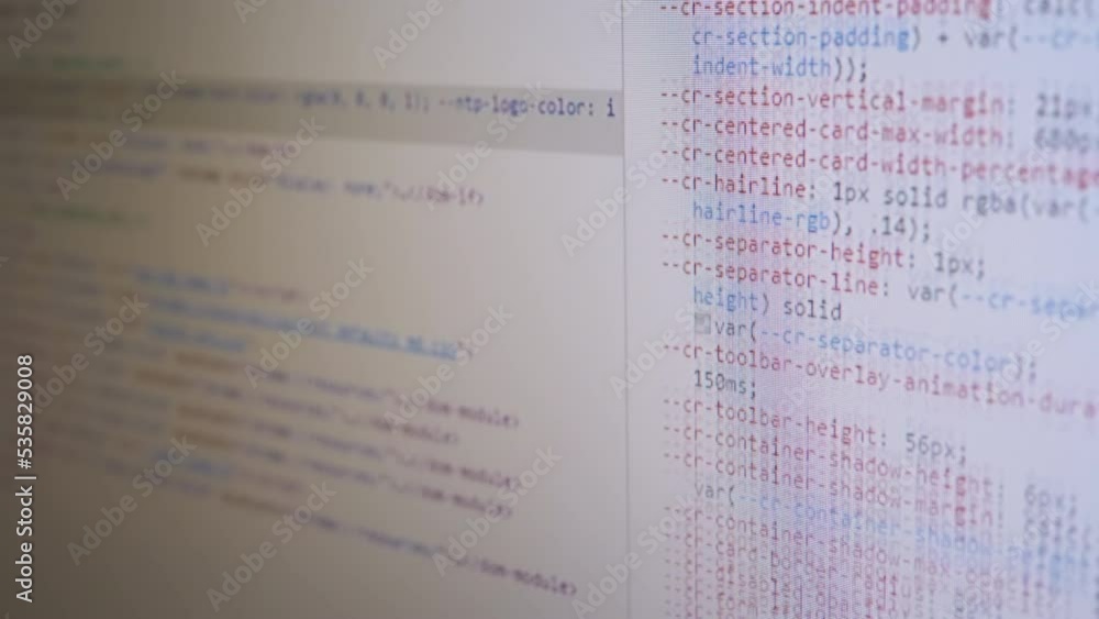 Video Stock Programmer Views the HTML Code of the Page on a Screen of a ...