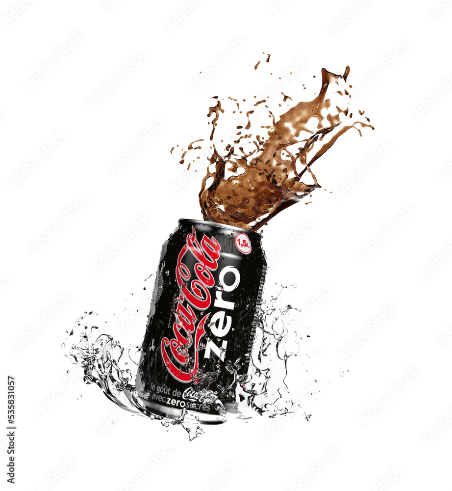 Malaga Spain - October 05, 2022: Illustration of Coca-Cola Zero can ...