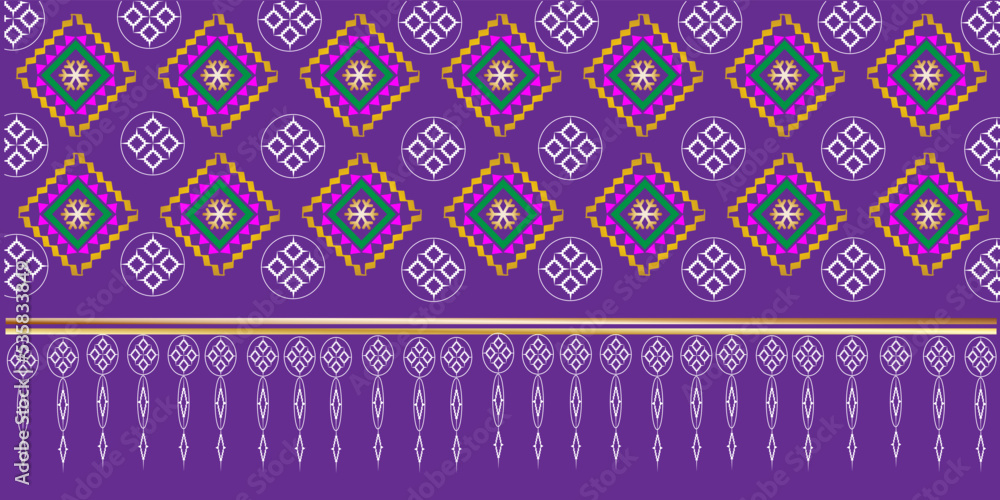 Purple background with Thai fabric pattern Stock Vector | Adobe Stock