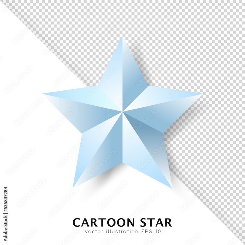 Cartoon silver gradient star isolated on white and transparent ...
