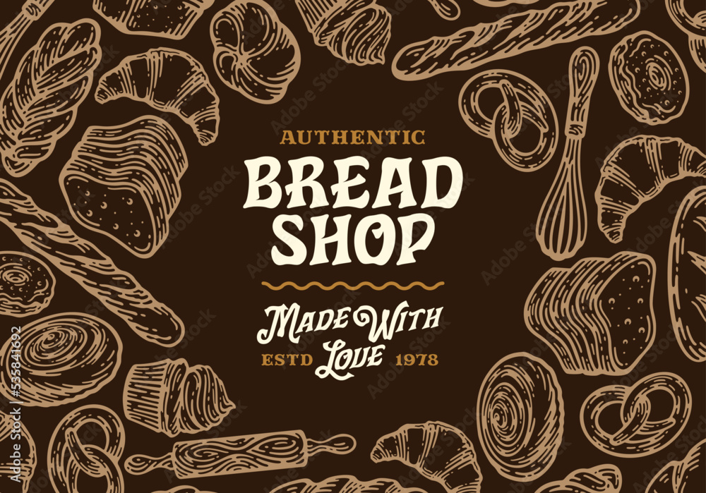 Bakery label and packaging design template for baked products branding ...