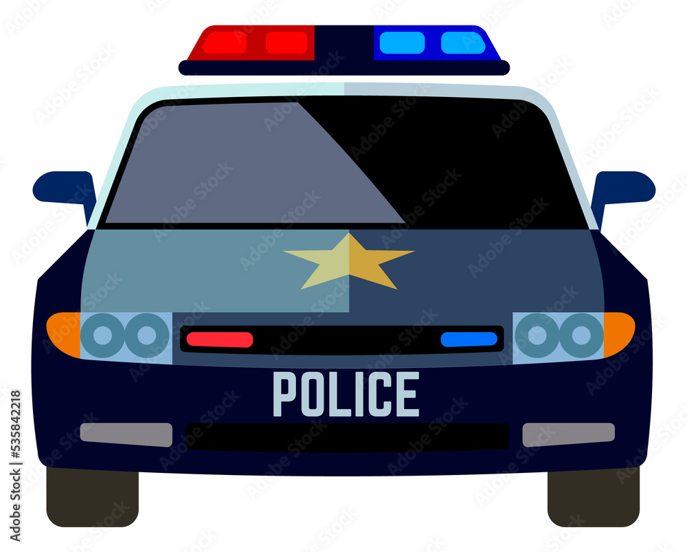Police car front view. Patrol auto icon Stock Illustration | Adobe Stock