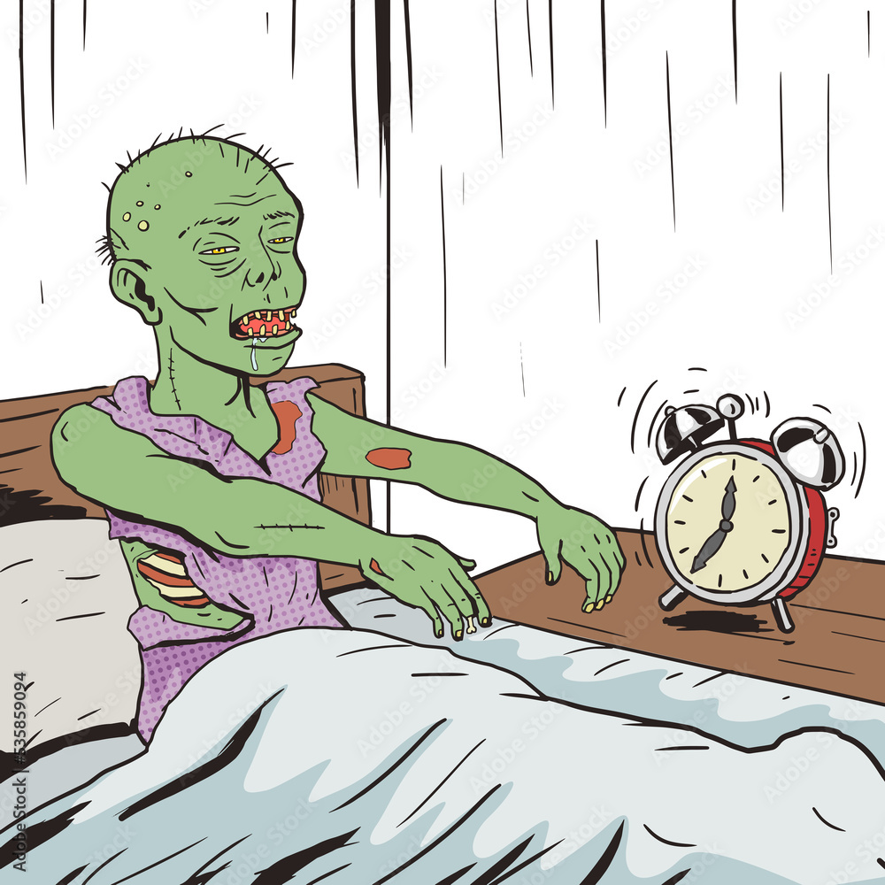 Zombie waking up in the morning pop art PNG illustration with ...