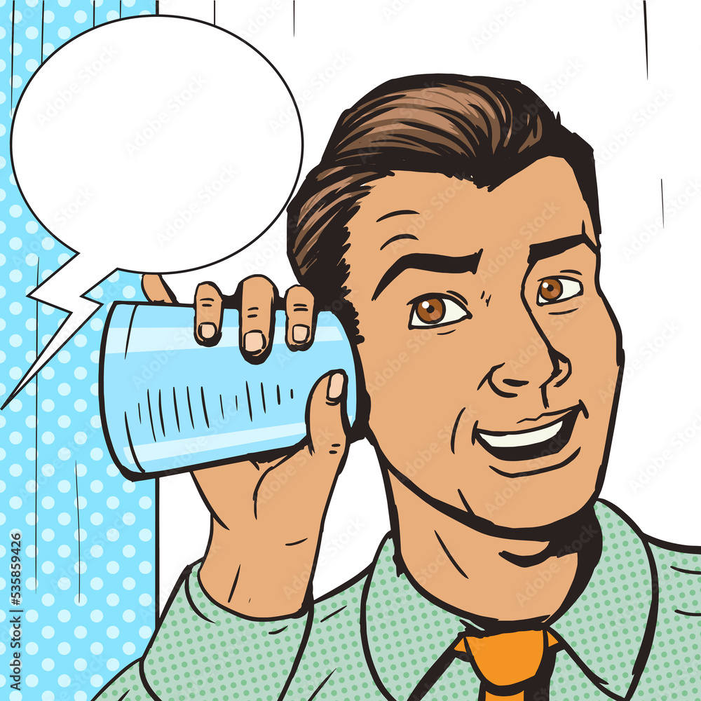 Man eavesdropping pop art PNG illustration with transparent background ...