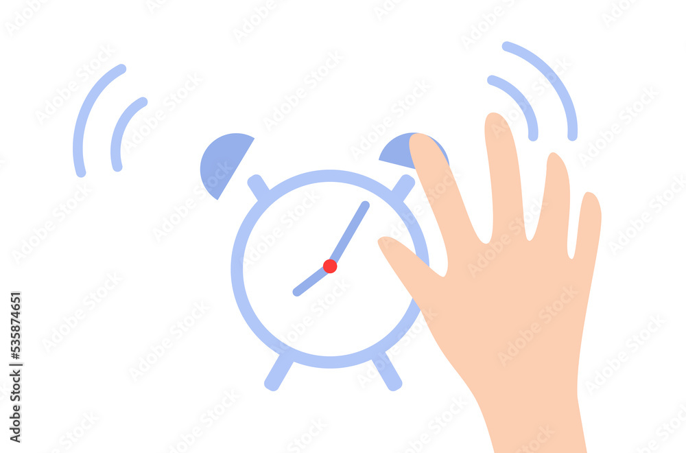 Flat design of alarm clock vector, rounded clock on white background ...