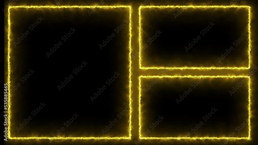 Neon frame for inscriptions and titles of yellow fiery color on a black ...