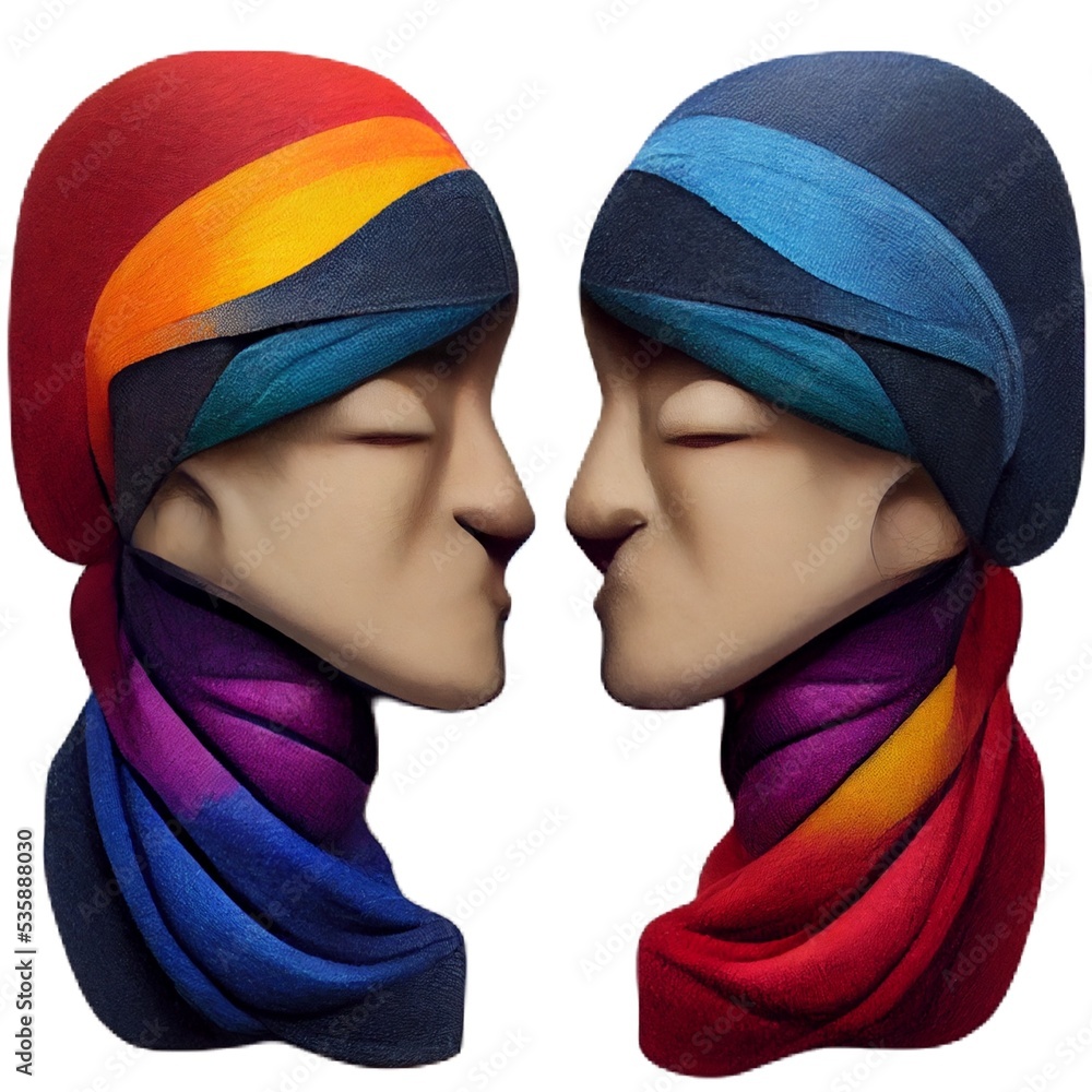 Midjourney render of two abstract faces facing each other Stock ...