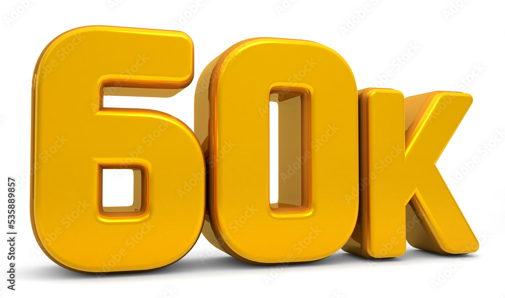 Golden 60K isolated on white background. 60k 3d. Thank you for 60k ...