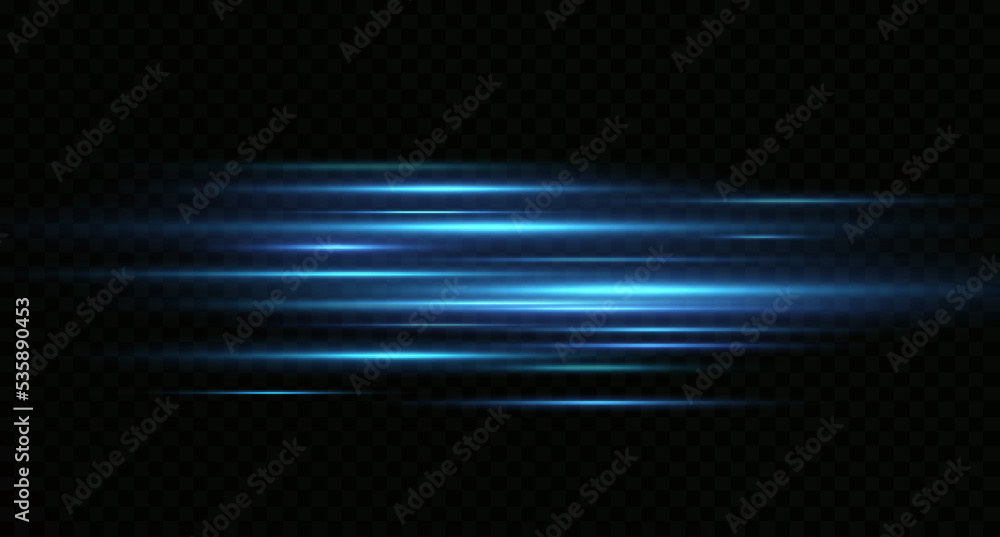 Motion light effect for banners. Blue lines. The effect of speed on a ...