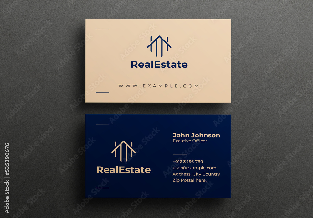 Real Estate Business Card Layout Stock Template | Adobe Stock