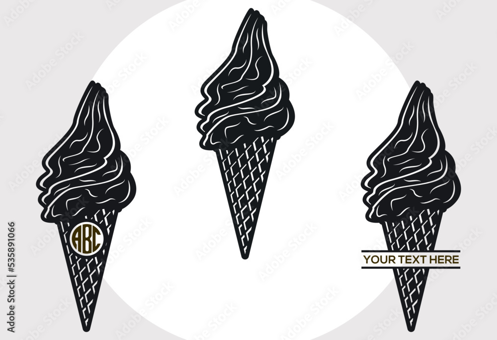 Vetor de Ice Cream SVG bundle, Ice Cream Cone Svg, Frozen yogurt Svg ...