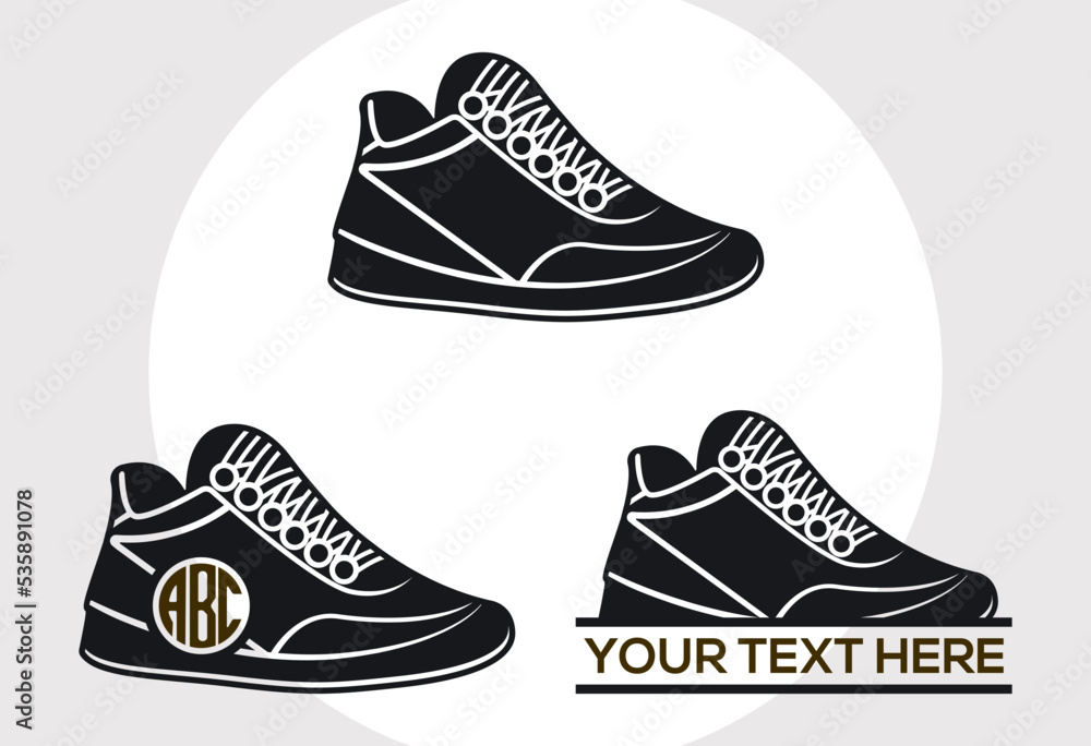 Sneakers SVG Monogram, Sneakers Svg, Shoes Svg, Running Shoes Svg ...