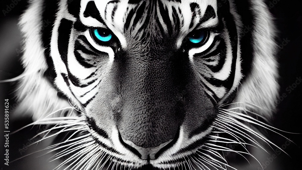 Selective color hyper realistic illustration of the dark face of a ...