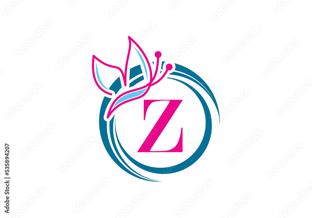 Butterfly Logo On Letter Z Template. Initial Butterfly Sign Concept ...