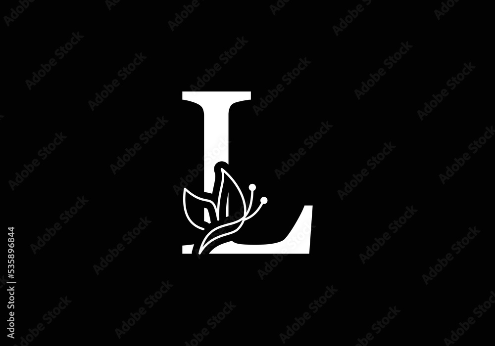 Initial L Letter alphabet with Butterfly Logo. Black and white ...