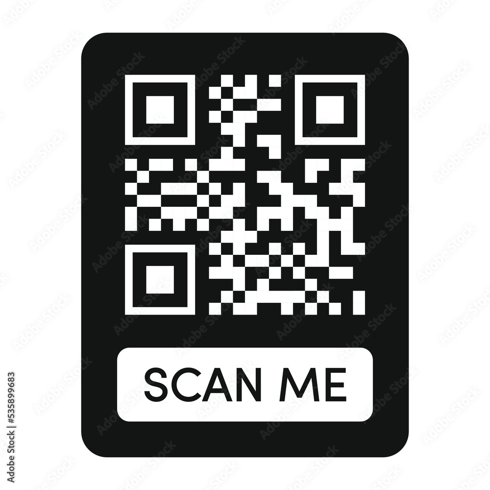 Qr code frame black color. Scan me tag. Qr code mock up. Barcode ...