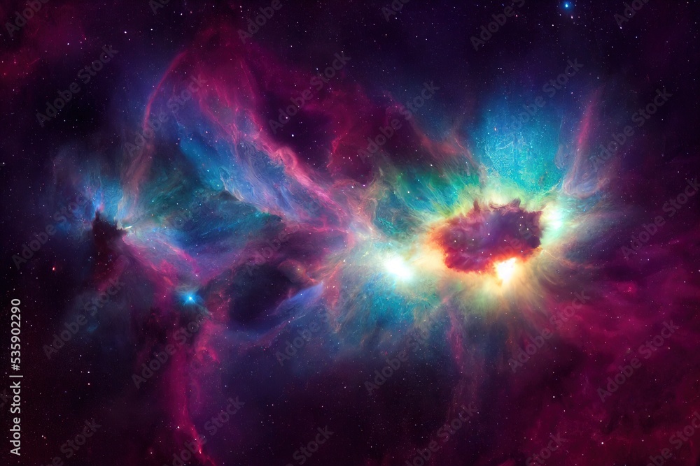 Stunning nebula in outer space. AI generated background is not based on ...
