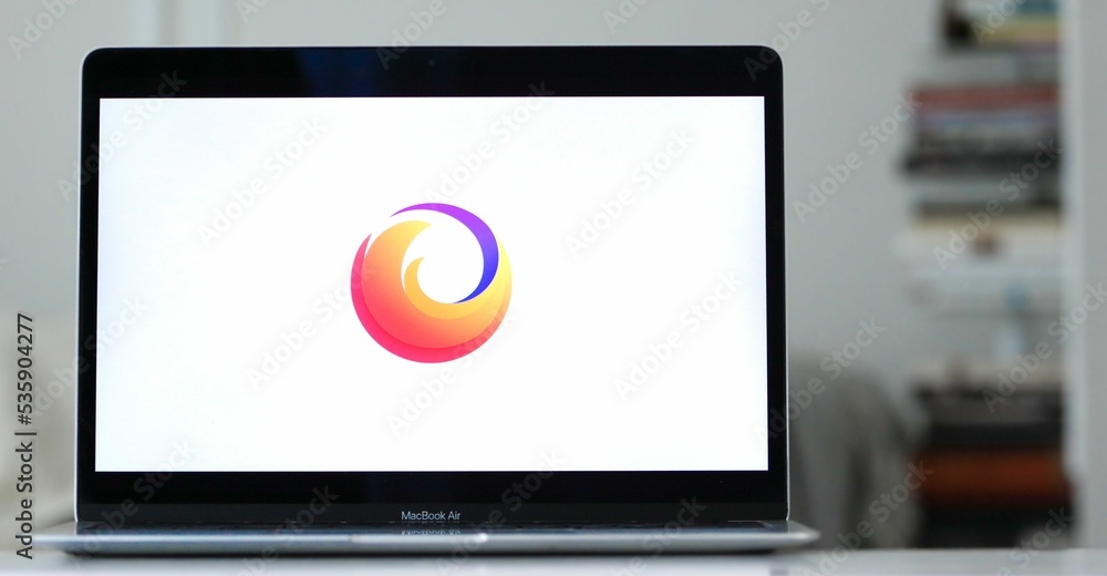 Logo of Firefox, an open-source web browser on a computer screen Stock ...