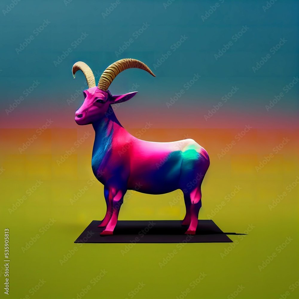 Hyper-realistic illustration of a colorful goat Stock Illustration ...