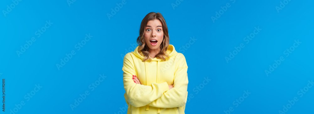 Really omg. Impressed and surprised blond woman react astonished ...