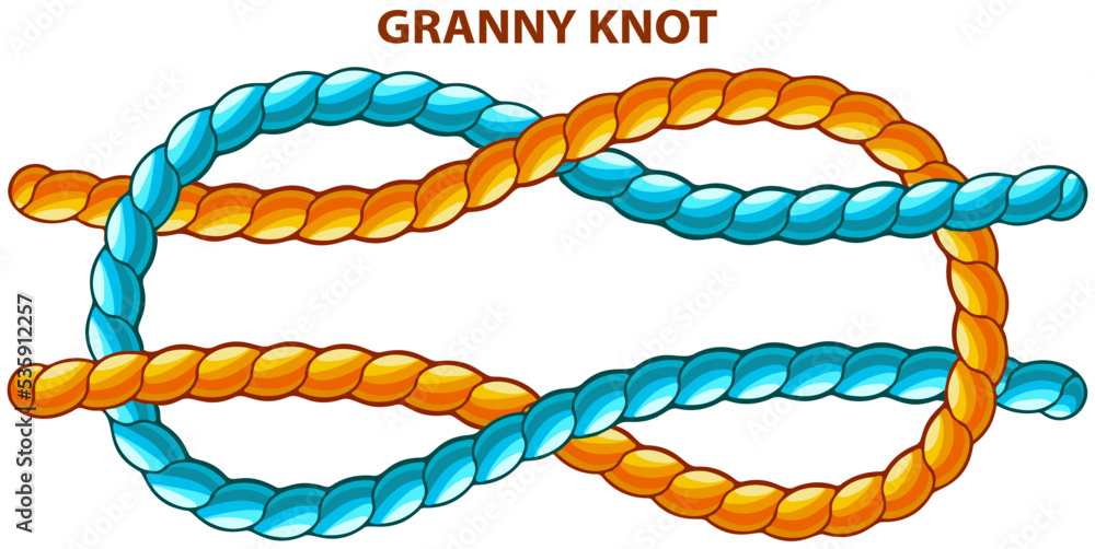 Granny knot isolated on white. Binding and fastening unit for permanent ...