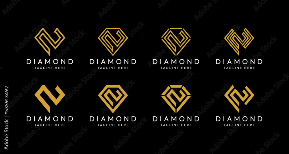 Set of N letter diamond monogram logo design bundles. The perfect logo ...