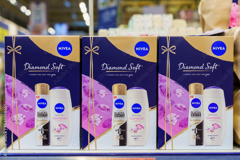 Nivea gift set for women on the store shelf. Illustrative editorial ...