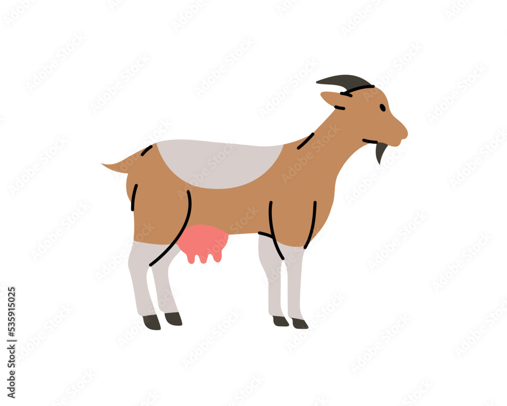 Goat hand drawn silhouette. Goat symbol. Farm animal isolated on white ...