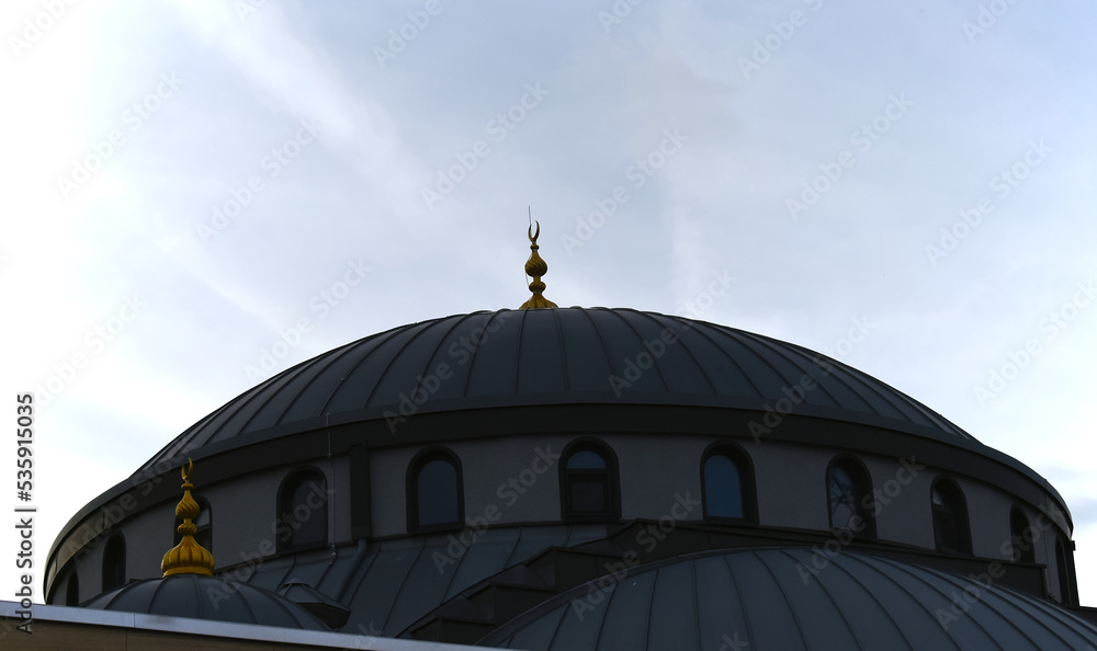 Dome of a mosque with the half moon symbol on top. Stock Photo | Adobe ...