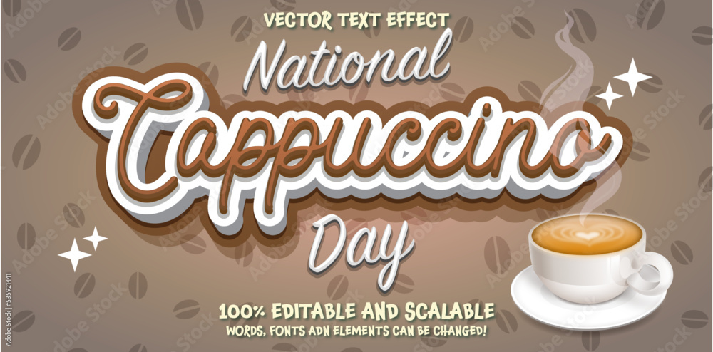 Cappuccino editable text effect, Retro coffee vintage text effect ...