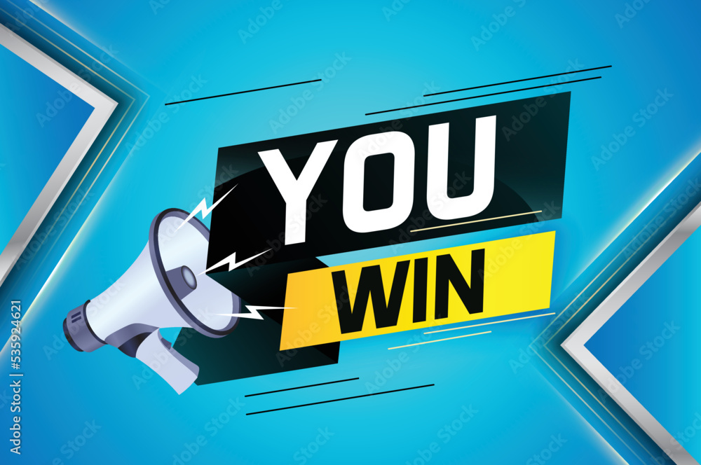 You win word concept vector illustration with megaphone and 3d style ...