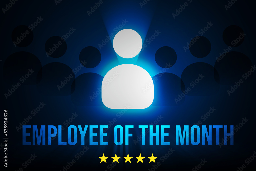 Employee of the Month background with single glowing sign in the center ...