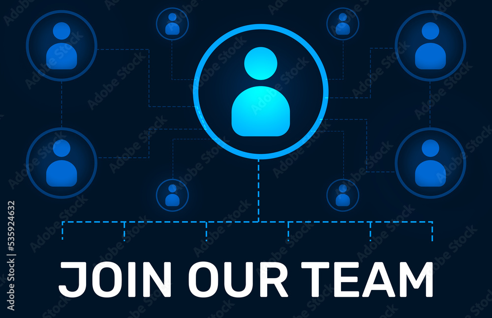 Join our team abstract technology banner design on blue background ...