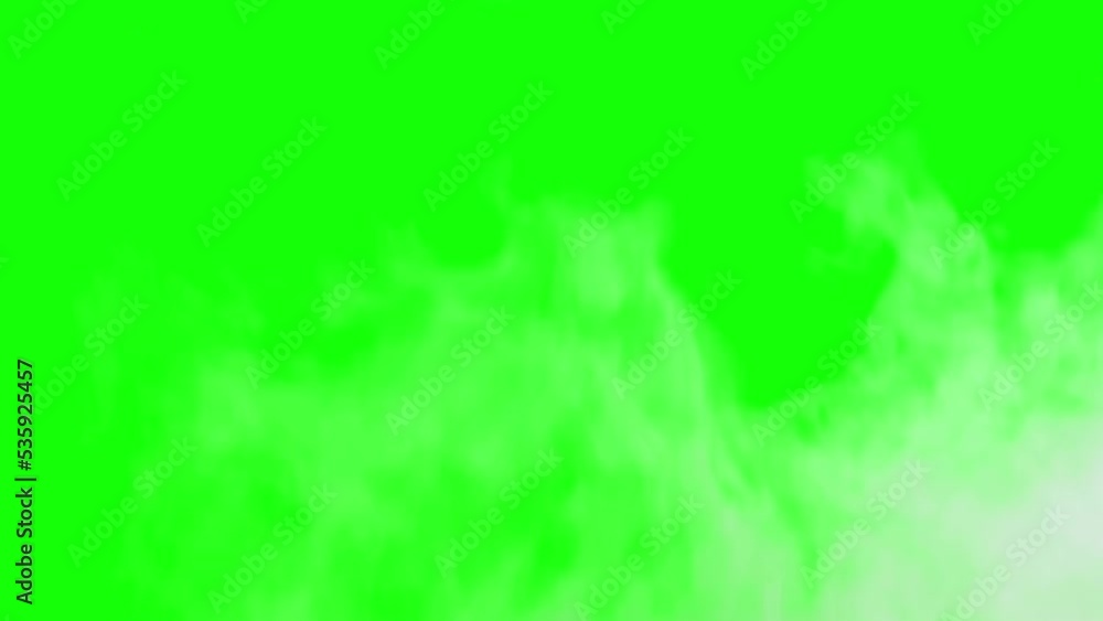 Smoke or vapor explosion on green screen. Realistic clouds rise up on a ...