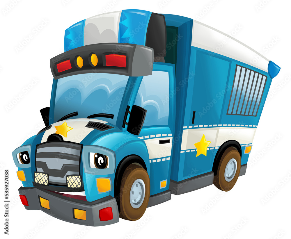 Cartoon police car looking like monster truck - isolated - illustration ...