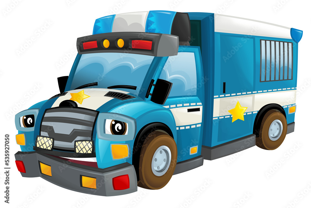 Cartoon police car truck isolated illustration for children Stock ...
