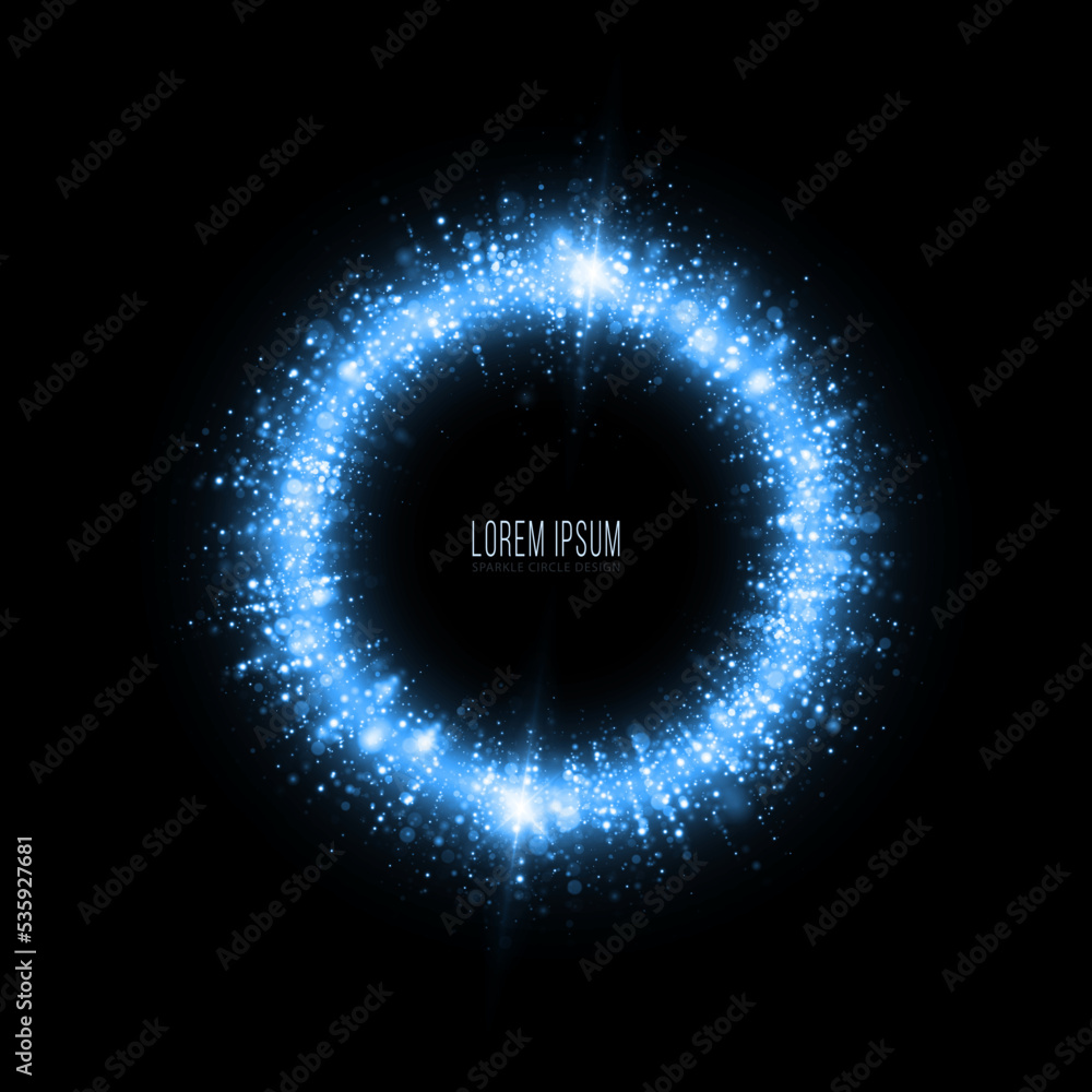 Glitter circle ring with glowing particles. Luxury shiny circle twinkle ...