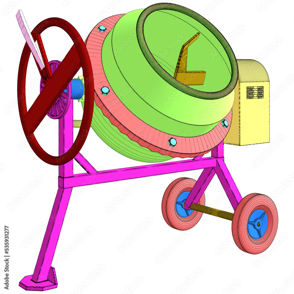Cement Concrete Mixer Vector. Illustration Isolated On White Background ...