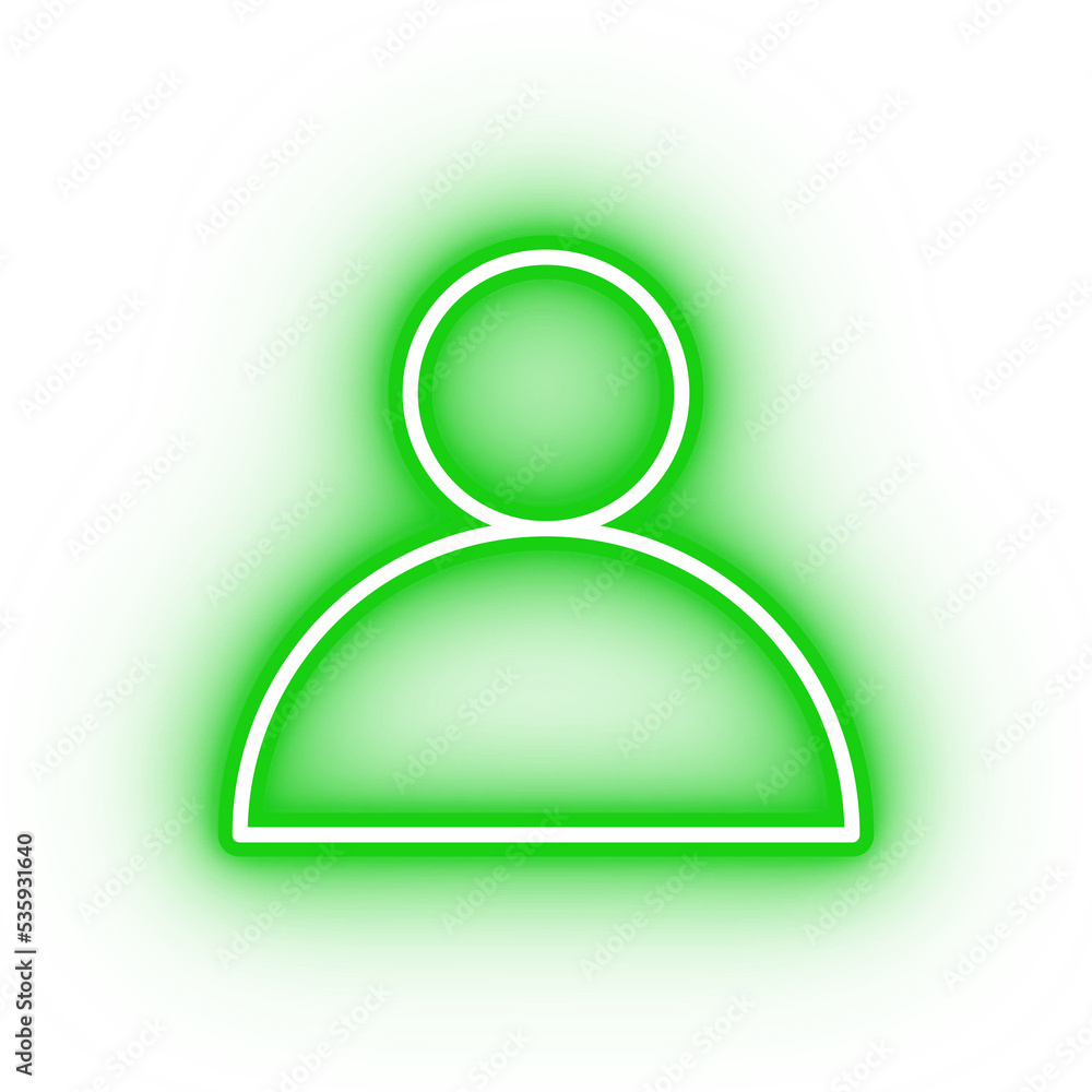 Neon green profile icon, glowing user icon on transparent background ...