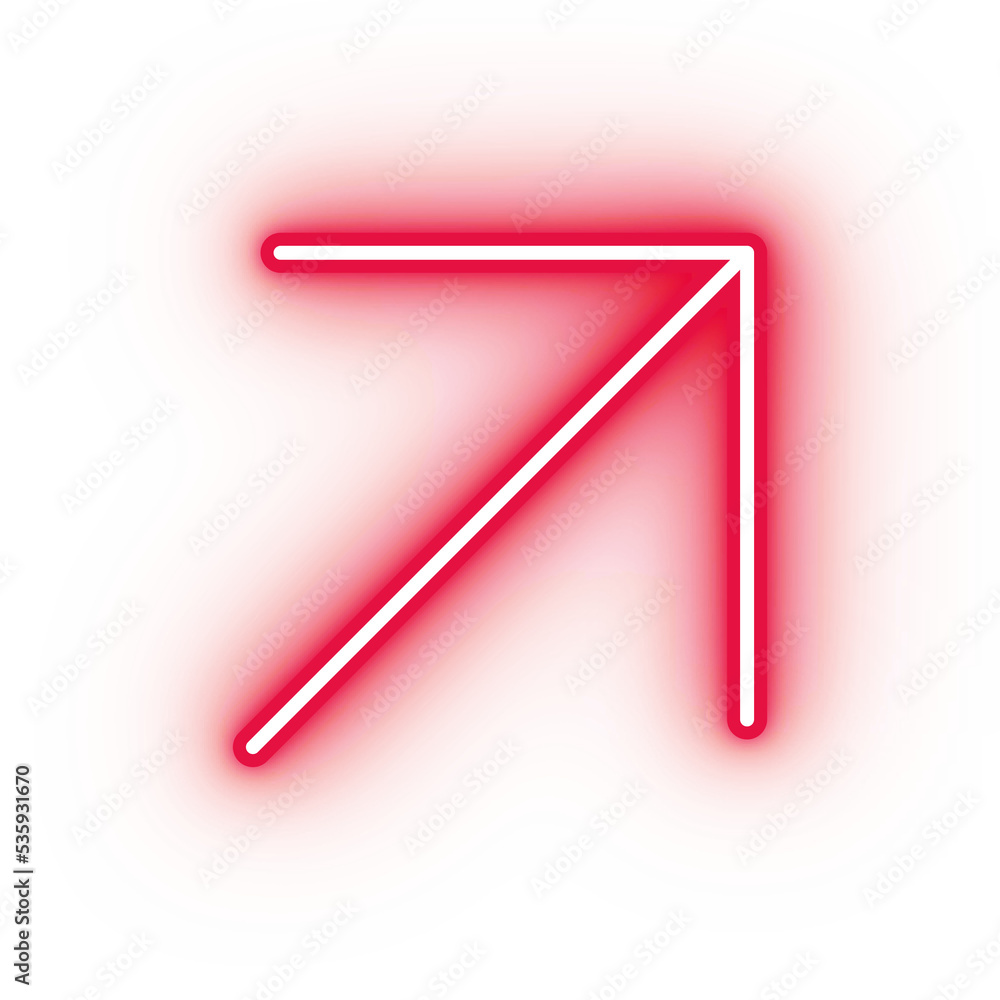 Neon red arrow icon, glowing arrow icon on transparent background Stock ...
