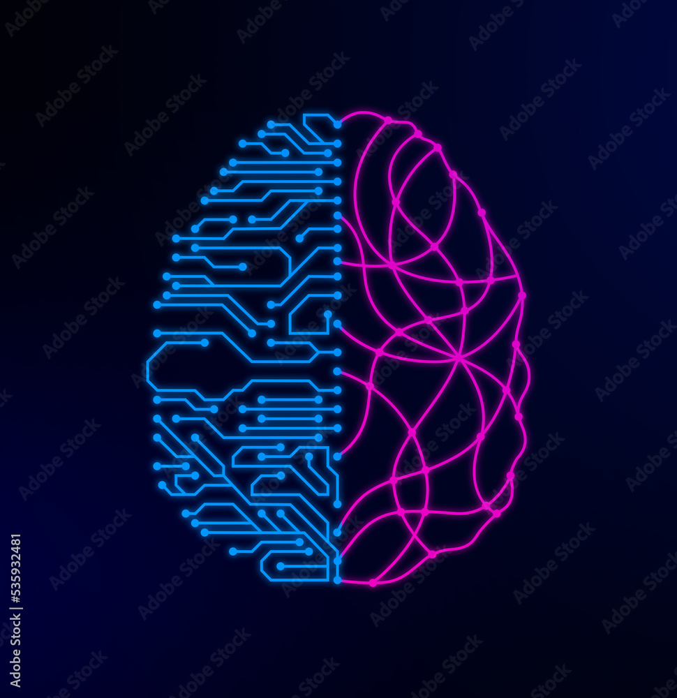 Abstract futuristic background with Artificial Intelligence design ...